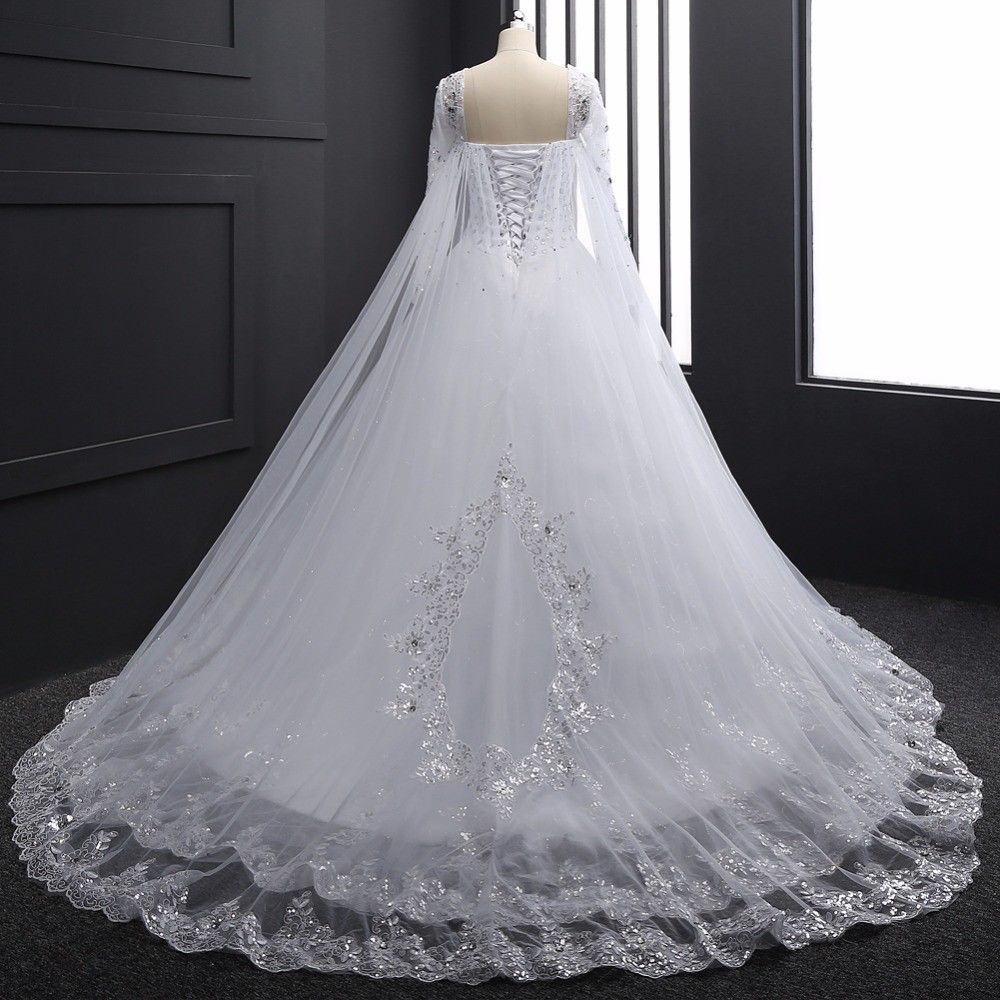 Bandage Tube Top Crystal Wedding Dress, Long Sleeve Bridal Gown on Luulla