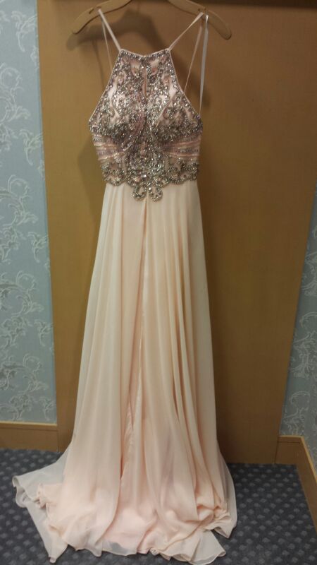 Light Pink Prom Dress, Beaded Prom Dresses, Ferreting, Backless, Sexy ...