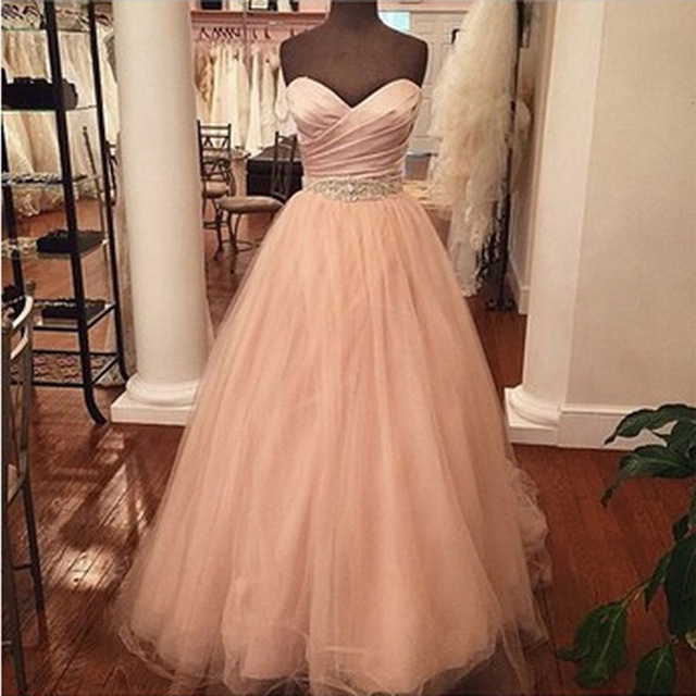 A-line Sweetheart Neckline Prom Dresses,long Prom Dress With Pleated ...